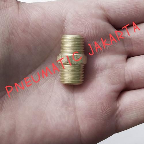 Jual Double Neple Angin 1/4 to 1/4 Male Thread Pneumatic - Jakarta ...