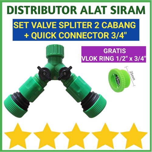 Jual SET KONEKTOR QUICK RELEASE 3/4 INCH SELANG AIR SPLITTER 2 CABANG ...