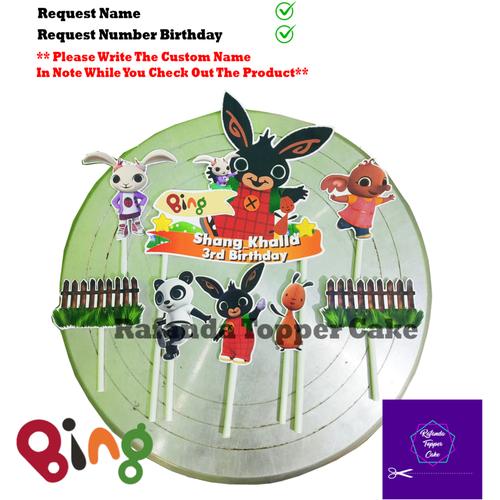 Jual Topper Cake Birthday Bing Bunny Gratis Custom Nama Murah - Kab ...