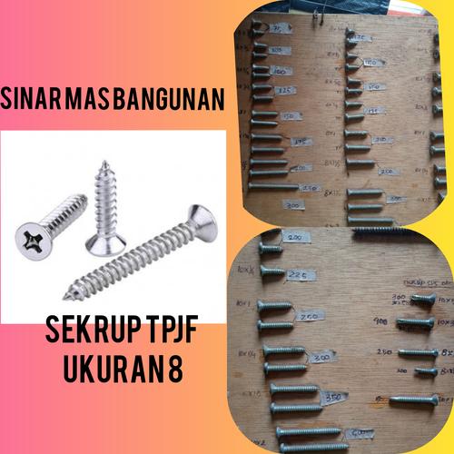 Jual Sekrup putih ukuran 8,sekrup tpjf 8, kepala rata ukuran 8 - 8x2 ...