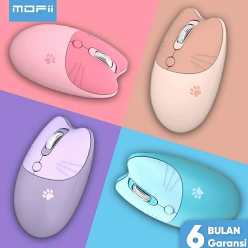 Jual Mofi Mouse Wireless Anak Karakter Kartun Design Cat Ear Lucu Pink ...