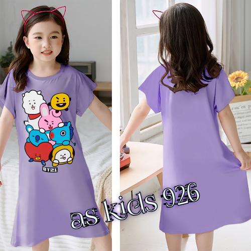 Jual daster anak perempuan motif bts 2-12 tahun - Biru Muda, M ...