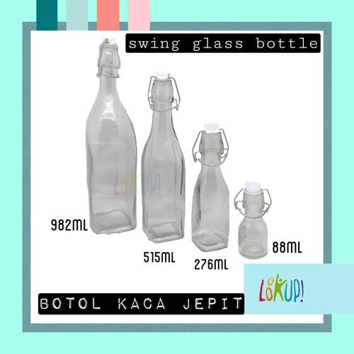 Jual BOTOL KACA JEPIT / SWING BOTTLE white/Glass Bottle Minuman Kopi ...