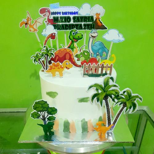 Jual Topper Cake Birthday Dinosaurus Gratis Custom Nama Murah - Kab ...