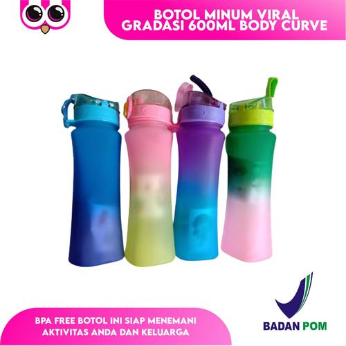 Jual [ SLIM 600ML ] BOTOL MINUM VIRAL GRADASI 600 ML BODY CURVE / BOTOL ...