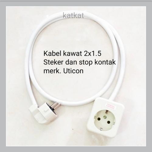 Jual Stop kontak lubang colokan 1 steker & terminal Uticon - 1 meter ...