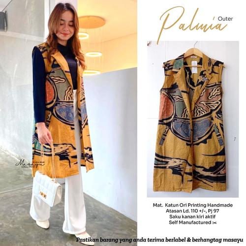 Jual PREMIUM Outer Palmia Abstrak Batik Longcardi Wanita Seragam Kerja ...