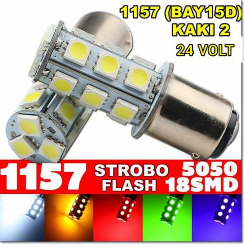 Jual Led Bayonet 1157 2 Kaki Kedip 24V Lampu Rem Truck SMD 5050 18 ...