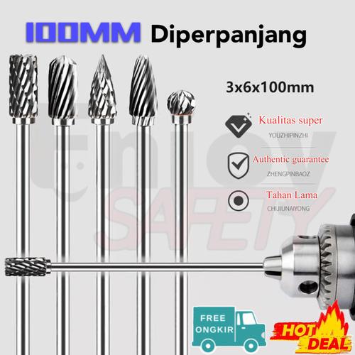 Jual Mata bor / Mata tuner /Mata cuner / Rotary burr dua arah 3x6x100mm ...
