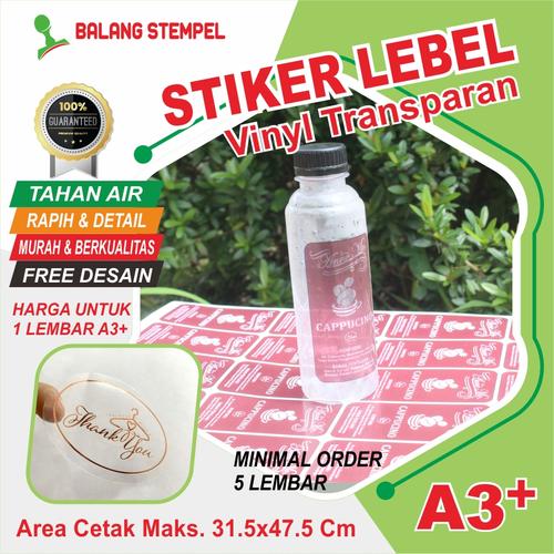 Jual Cetak Stiker Label Print Sticke Botol Minuman A3+ Transparan ...