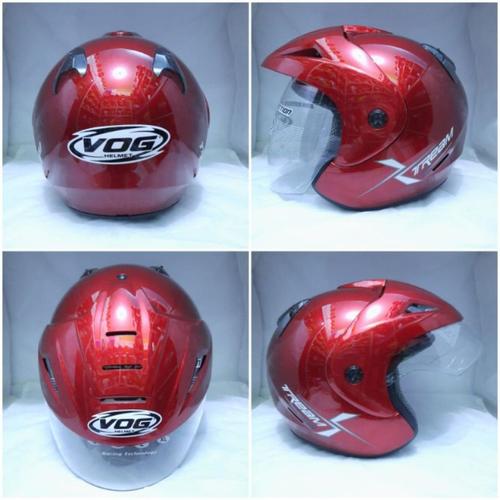 Jual HELM VOG XTREAM SOLID RED MAROON HELM HALF FACE - Kab. Sleman ...
