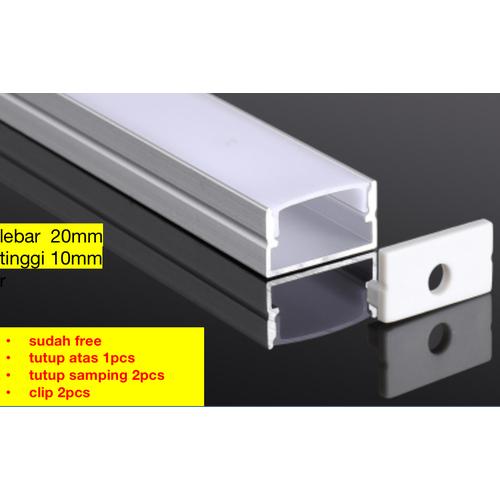 Jual aluminium led strip housing dudukan kap rumah lampu tebal 20*10mm ...