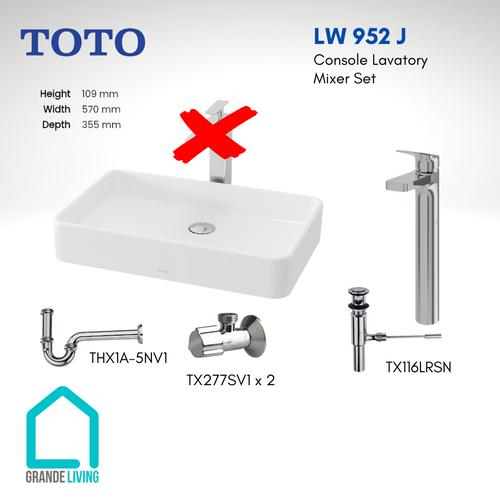 Jual TOTO Wastafel Meja Keramik LW952J Set Kran Panas Dingin TX116LRSN ...