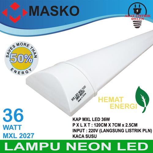 Jual Lampu TL Neon MXL Plastik LED 18 Watt 36 Watt Putih 6500K MASKO ...
