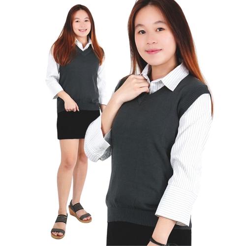 Promo Rompi rajut wanita model polos V Neck Knit Vest Rompi Seragam ...