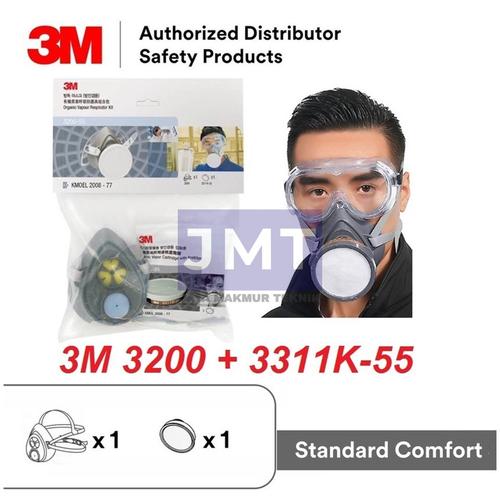 Jual 3M Masker Pernapasan Respirator 3200 dengan Filter 3311K-55 ...