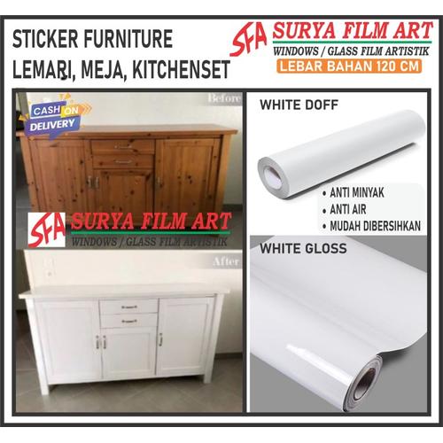 Jual wallpaper stiker putih polos / white board / sticker vinyl lemari ...