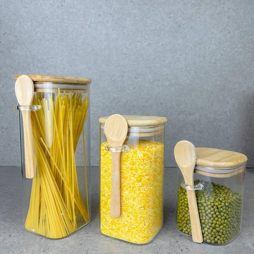 Jual KIYOTE Terra Glass Jar Bamboo Lid With Spoon 3 Ukuran Sedang ...