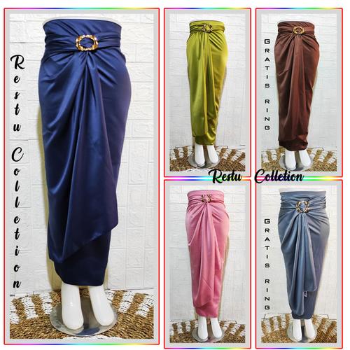 Jual Rok Lilit Polos Bawahan kebaya Bahan Velvet Satin Premium Gratis ...