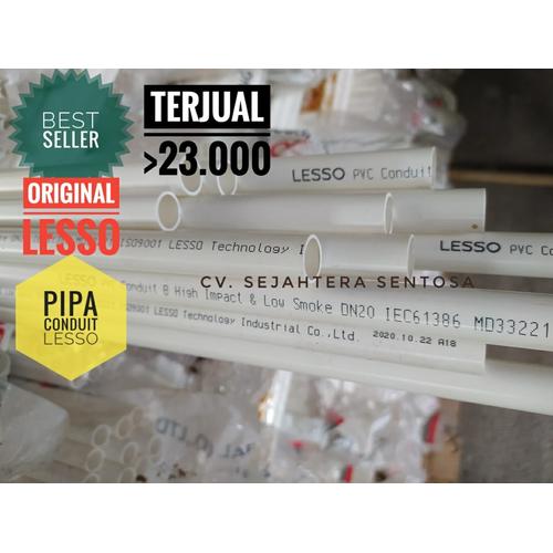 Jual Pipa PVC Conduit LESSO 20mm 2.9meter 1/2 Fitting Listrik Kabel PLN ...