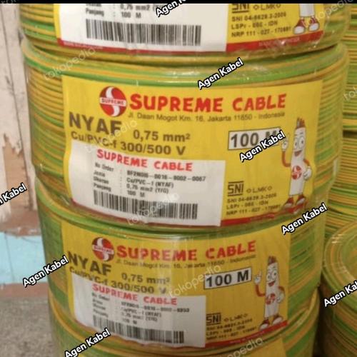 Jual NYAF 1x0.75mm SUPREME/ NYAF 0.75mm/ Kabel serabut 1 x 0.75/ FLEXIBLE - kuning hijau ...