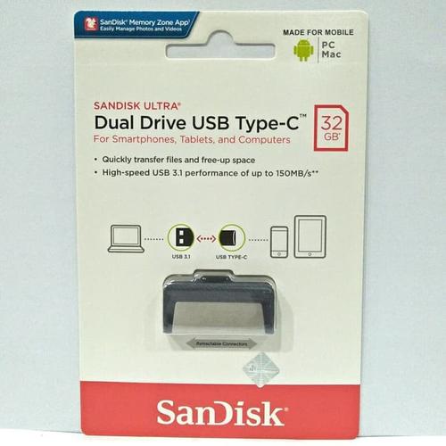 Jual SANDISK OTG TYPE C 32GB / DUAL DRIVE USB TYPE C SANDISK 32 GB ...