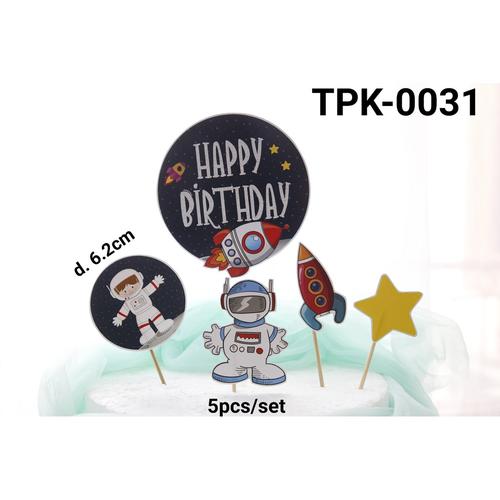 Jual TPK-0031 Topper kertas hiasan kue cake topper astronot bintang ...