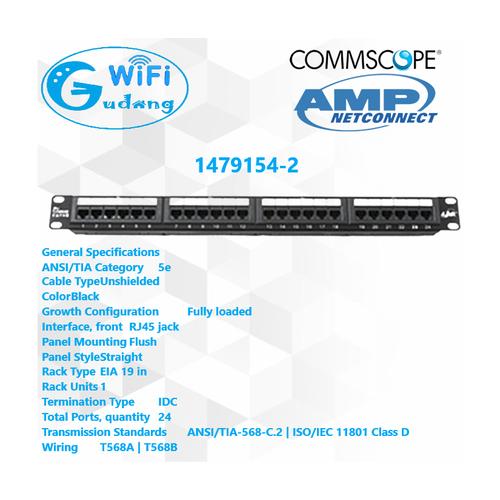 Jual AMP Commscope Patch Panel UTP RJ45 24-Port Cat5e Cat-5e 1479154-2 ...