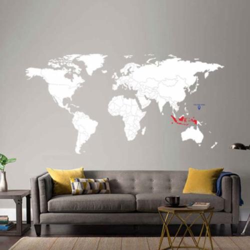 Jual Stiker Cutting World Map Peta Dunia Stiker Travel 2.5m Dinding ...