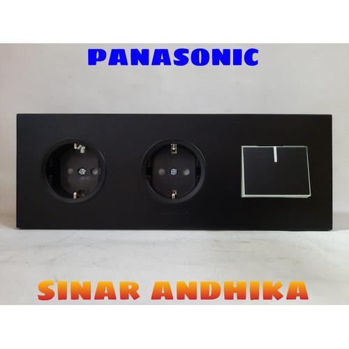 Jual Stop Kontak Double Panasonic Cp+Saklar Lebar Htam Wesjp11223 ...