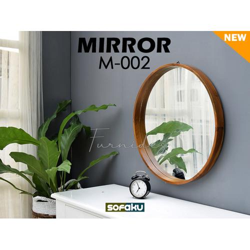 Jual MIRROR M-002 Vanity Mirror Cermin Bulat Kayu Natural - Solid Wood ...