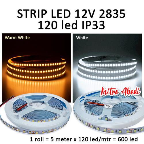 Jual LED Strip Fleksibel SMD 2835 120 LED / Meter DC 12V IP33 INDOOR ...