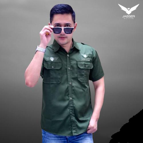Jual Kemeja Tactical Pria Lengan Pendek Hijau Army S M L XL XXL 4L 5L ...
