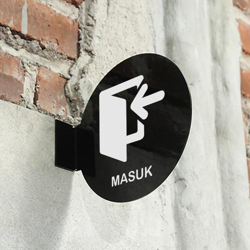 Jual Masuk signage - papan akrilik - sign board pop up lingkaran 15 cm ...