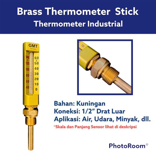 Jual GMT Brass Thermometer Stick 60 Celcius Industrial - Model Sika ...