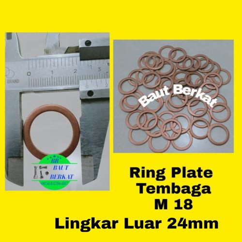Jual ring plat tembaga M18 copper seal 18x24 seal washer 18mm lebar ...