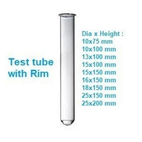 Jual Test tube glass 25x150 mm tabung reaksi kaca with rim kultur tube ...