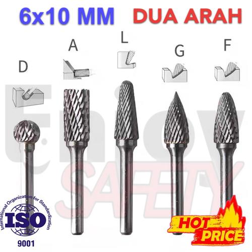 Jual Mata bor / Mata tuner /Mata cuner / Rotary burr dua arah 6X10 mm ...