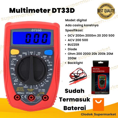 Jual Multimeter DT33D Multitester Digital DT 33 D Avometer DT-33D ...