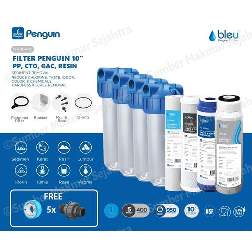 Jual Paket Filter Air Penguin Bleu 10" PBF 10 PP CTO GAC Resin ...