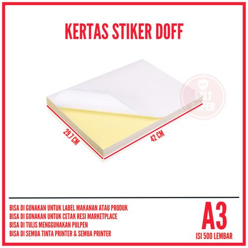 Jual Kertas Stiker Doff A3 isi 500 Lembar / Kertas Stiker HVS A3 - Kota ...