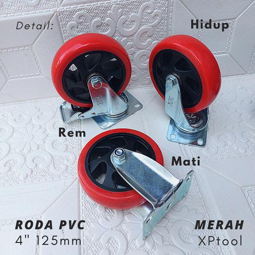 Jual RODA PVC TRIPLE S 4" INCH HIDUP MATI REM TROLLEY TROLI WHEEL KARET ...