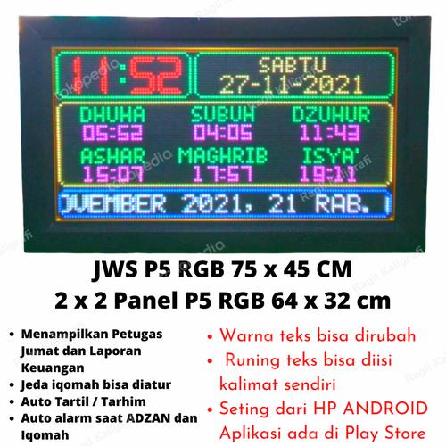 Jual JAM DIGITAL MASJID JAM JADWAL SHOLAT FULL COLOR JWS P5 RGB UK 75 X ...