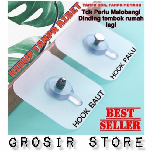 Jual Gantungan Tempel Stiker Bening Ajaib Tanpa Paku Bor Wall Sticky ...