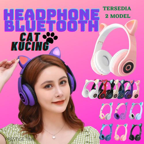 Jual Headphone Bluetooth Cat Headset Super Bass Gaming Wireless kucing ...