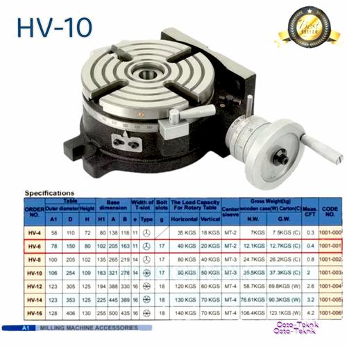 Jual Rotary table HV-10 (10inch) Meja putar milling vertical dan ...