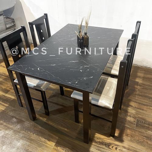 Jual Meja Makan Set 4 Kursi Motif Marble Kayu Mahoni MDF Mebel Semarang ...