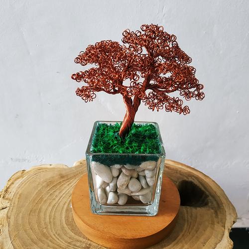 Jual Kerajinan Bonsai Wire Tree Bahan Pot Kaca Beringin Batu Hitam ...