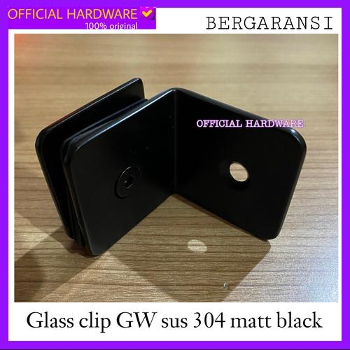 Jual glass clip siku GW kaca tembok sus 304 matt black pegangan kaca ...