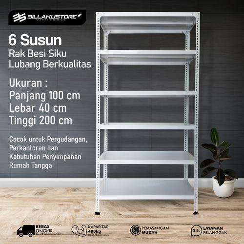 Jual Rak Besi Siku Lobang Serbaguna 100x40x200cm 6 Susun - Putih - Kota ...